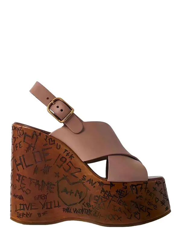 Chloé 130mm Maxime Cross-strap Wedge Sandals - 6e4|blush Pink